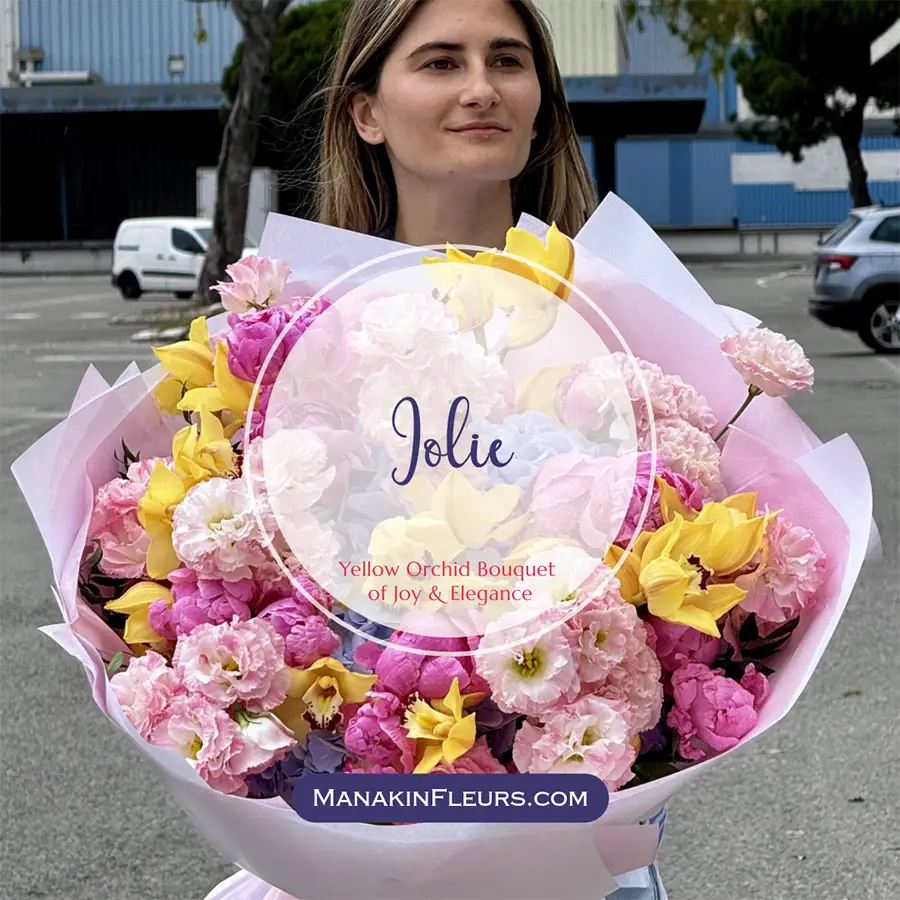 JOLIE – Luxury Yellow Orchid Bouquet with Peonies